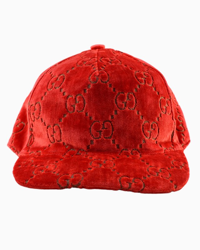 Boné Gucci original em veludo laranja masculino