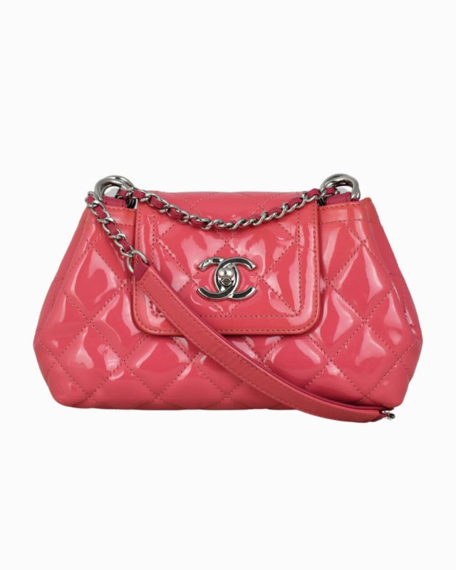 Bolsa Chanel Original Coco Shine Accordion Quilted Flap Rosa Feminina
