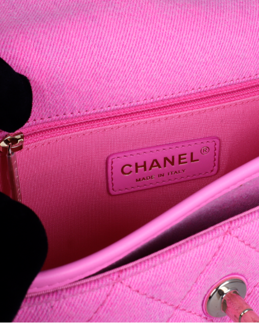 Bolsa Chanel Original Trendy CC Flap Denim Rosa Feminina