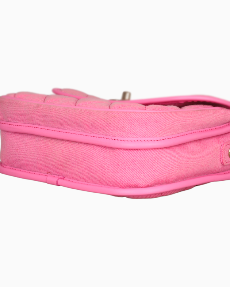 Bolsa Chanel Original Trendy CC Flap Denim Rosa Feminina