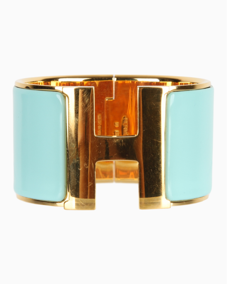 Bracelete Hermès Original Clic Clac H Verde Água Feminino