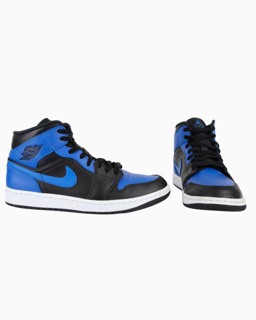 Tênis Nike Original Air Jordan 1 Mid Hyper Royal Azul e Preto Masculino