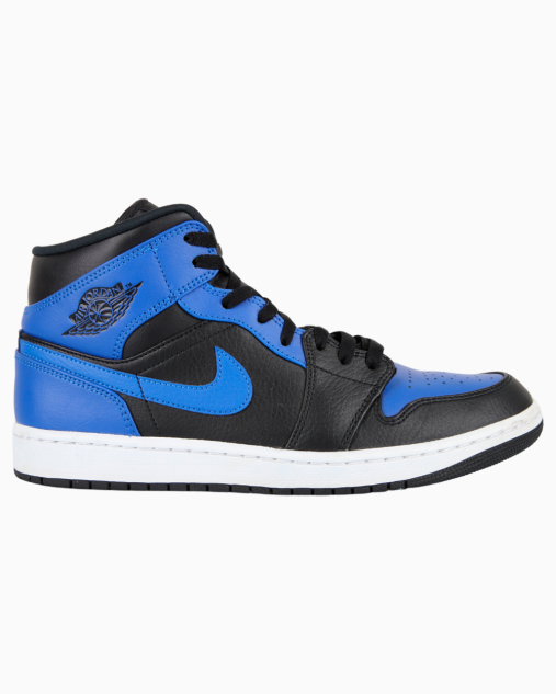 Tênis Nike Original Air Jordan 1 Mid Hyper Royal Azul e Preto Masculino