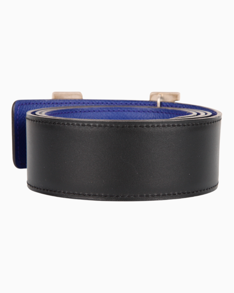 Cinto Hermès Original Reversível 42mm Preto/Azul Masculino