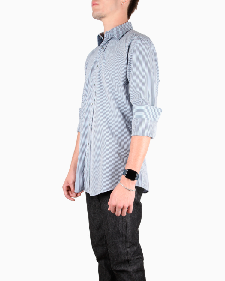 Camisa Gucci Original Algodão Listrada Cinza Masculina