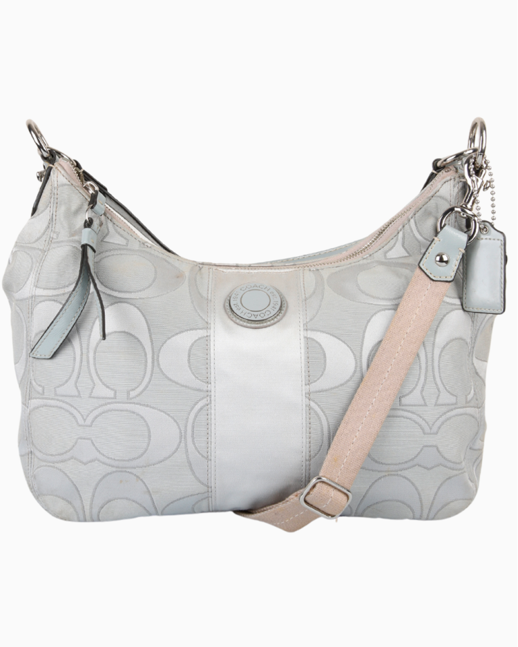 Bolsa Coach Original Vintage Hobo Monograma Azul Claro Feminina