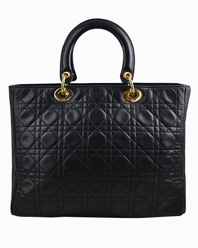 Bolsa Christian Dior Lady Original Grande Preta Feminino