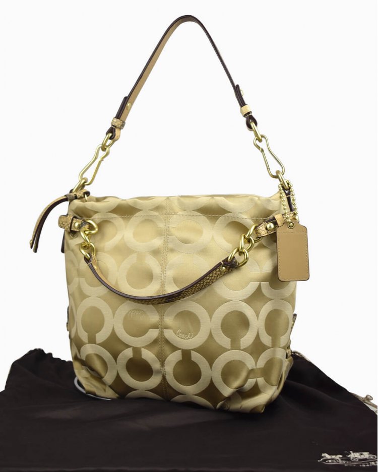 Bolsa Coach original monograma C bege feminina