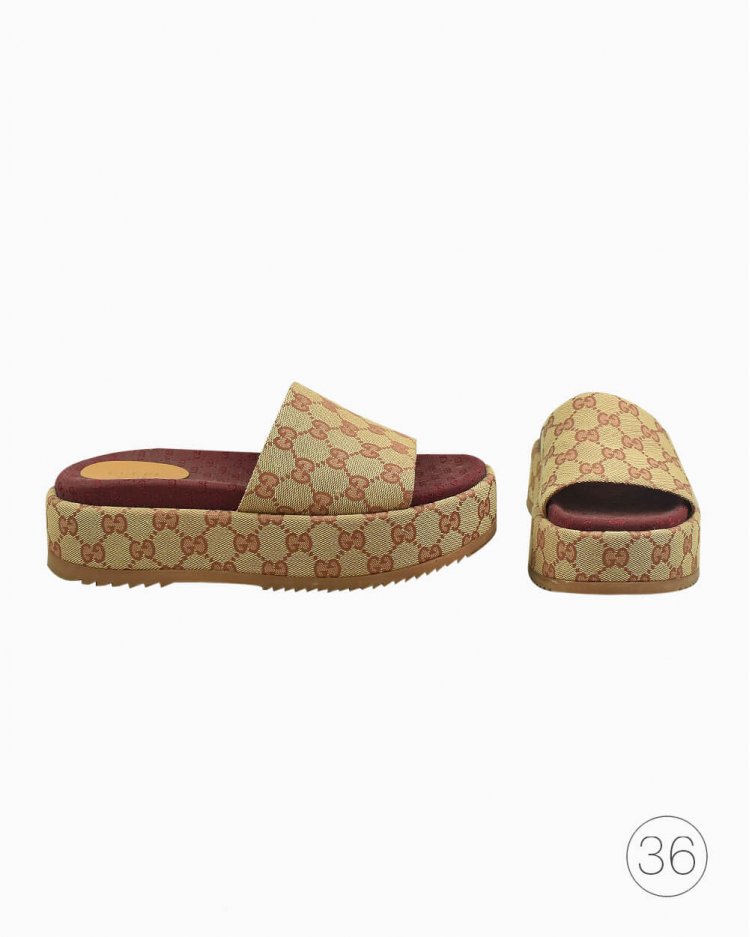 Slide de Plataforma Gucci Original Monograma Feminino