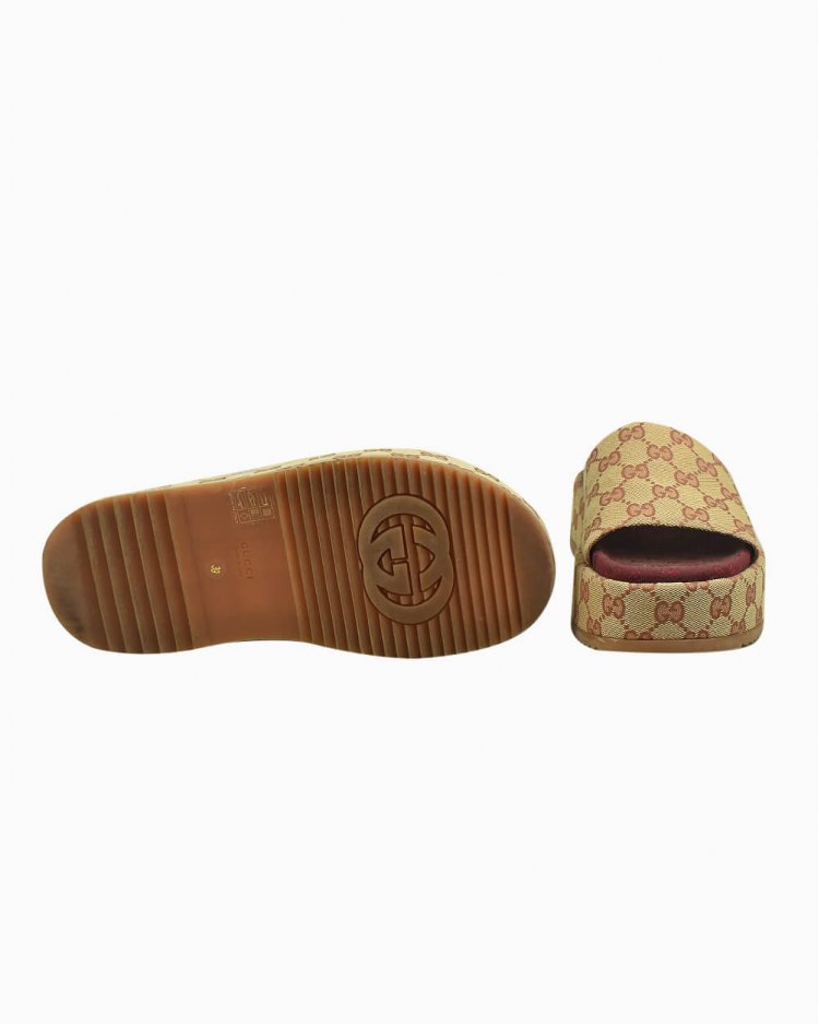 Slide de Plataforma Gucci Original Monograma Feminino