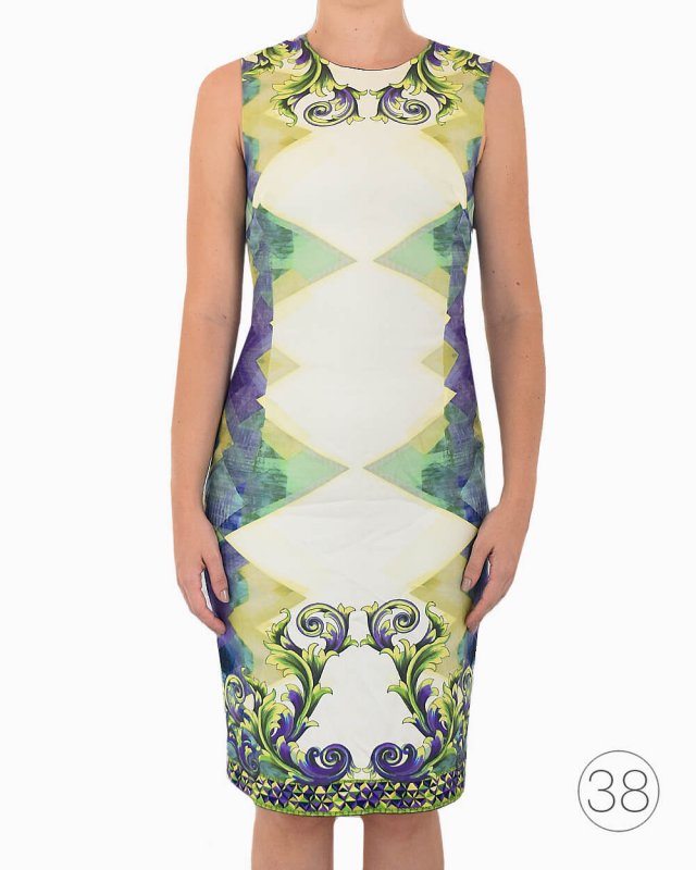 Vestido Versace Collection Original Estampa Verde e Roxo Feminino