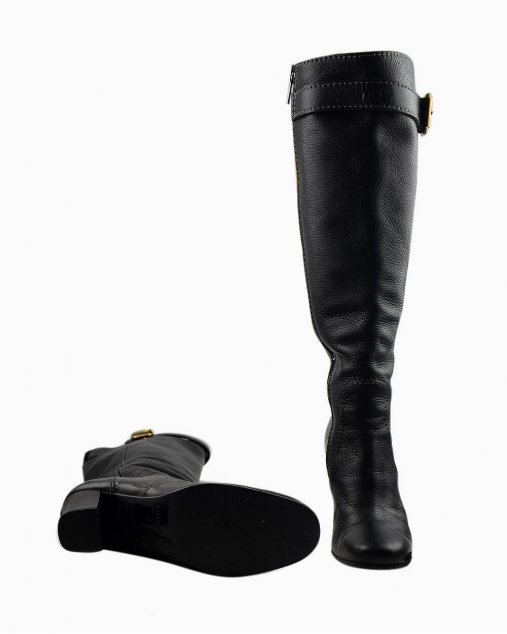 Bota Chloé original cano longo em couro preto feminina