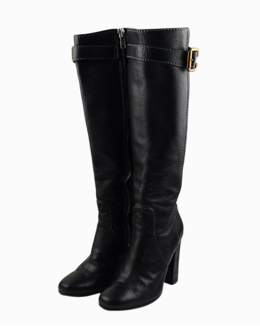 Bota Chloé original cano longo em couro preto feminina