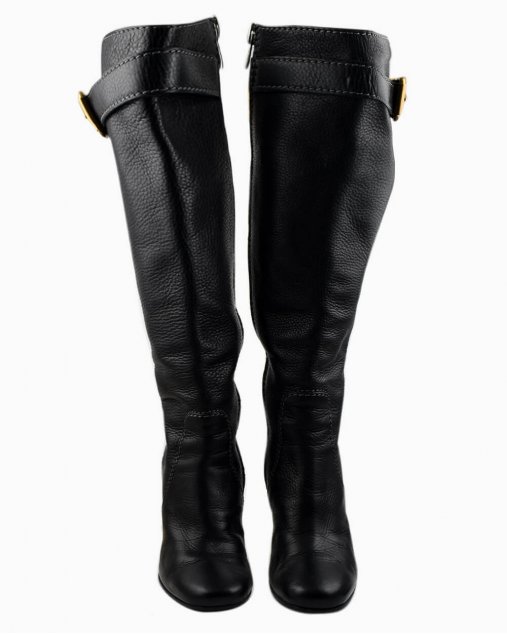 Bota Chloé original cano longo em couro preto feminina