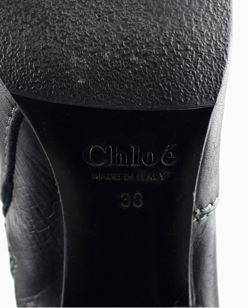 Bota Chloé original cano longo em couro preto feminina