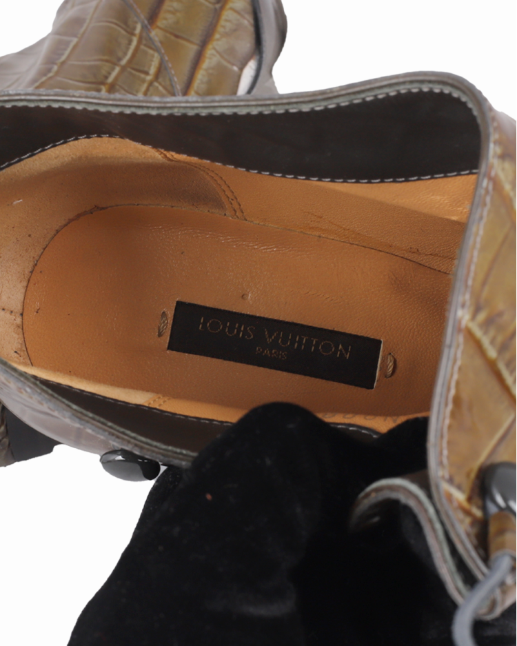 Bota Louis Vuitton original crocco verde feminina