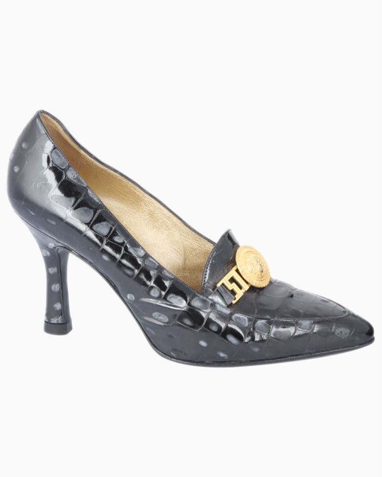 Sapato Giane Versace Original Preto Crocco Feminino
