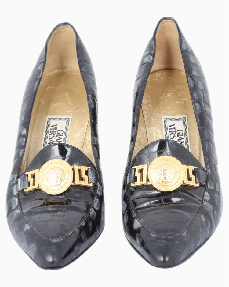 Sapato Giane Versace Original Preto Crocco Feminino