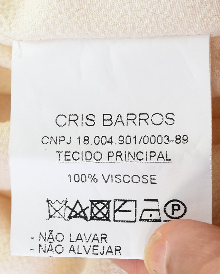 Vestido Cris Barros original gola V off-white feminino