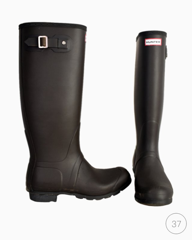 Galocha Hunter original de borracha marrom fosca feminina