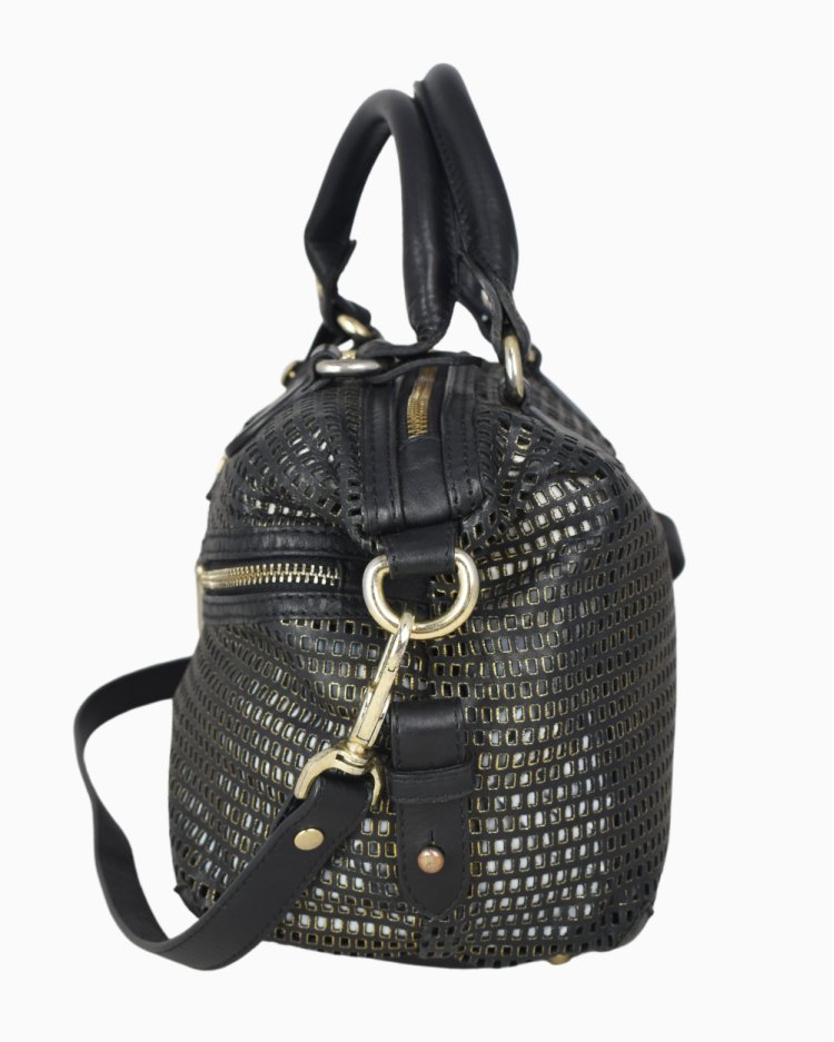 Bolsa Versace Collection Original Tote Couro Preta Feminina