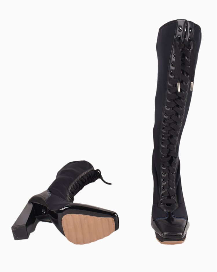 Bota Versace Original Cano Longo Preta feminina