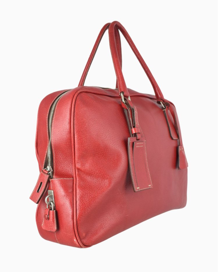 Pasta Prada Original Couro Vermelha Feminina