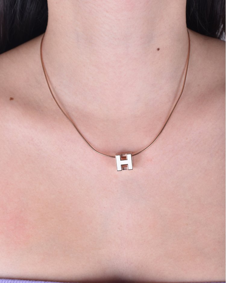 Colar Hermès Original Cage d'H Pendant Rosé feminino