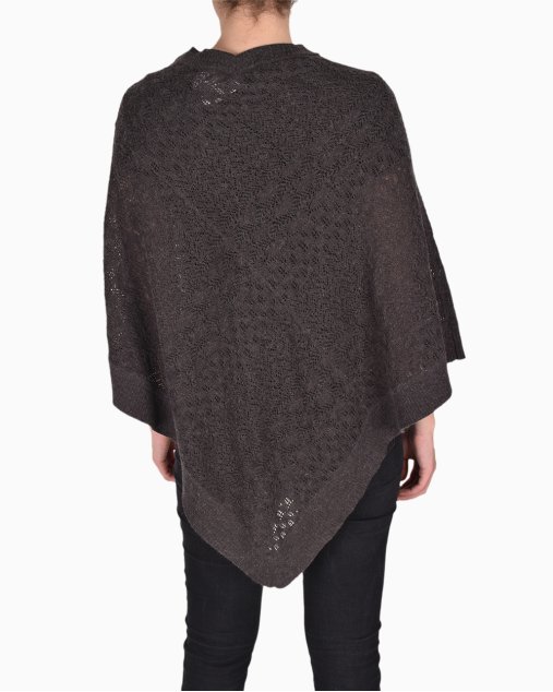 Poncho Mixed Original Tricô Cinza Feminino