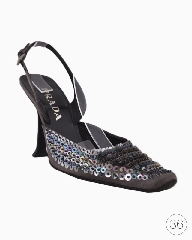 Sapato Prada Original Cinza Lantejoulas Feminino
