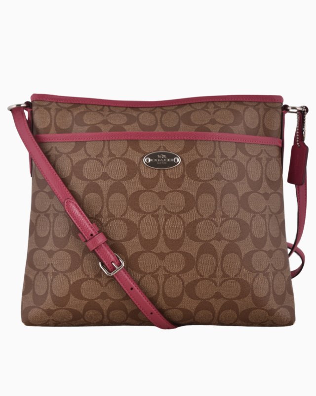 Bolsa Coach Original Kitt Messenger Monograma Rosa Feminina