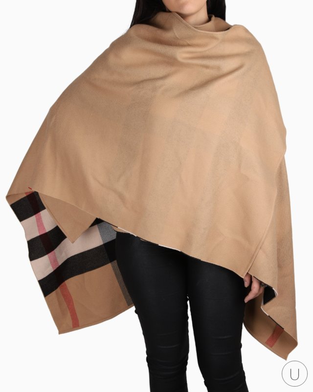 Pelerine Burberry Original Dupla Face Bege e Xadrez Feminina