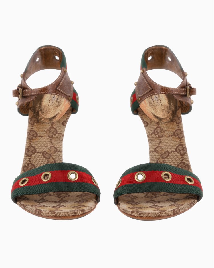 Sandália Gucci Original Guccissima Faixa Web Feminina