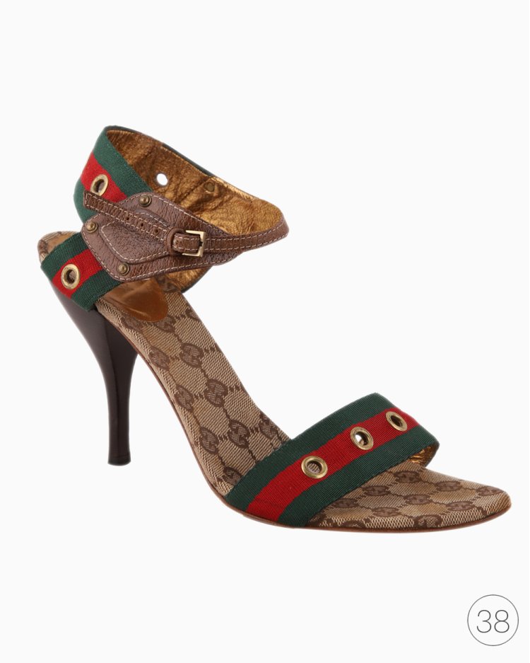 Sandália Gucci Original Guccissima Faixa Web Feminina