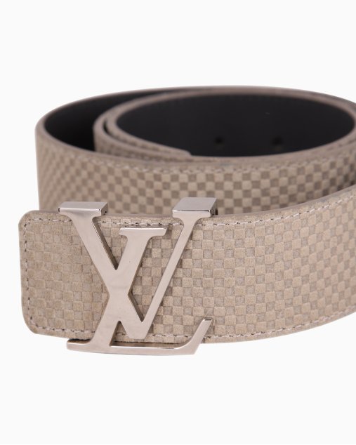 Cinto Louis Vuitton Original Camurça Initiales Cinza Masculino