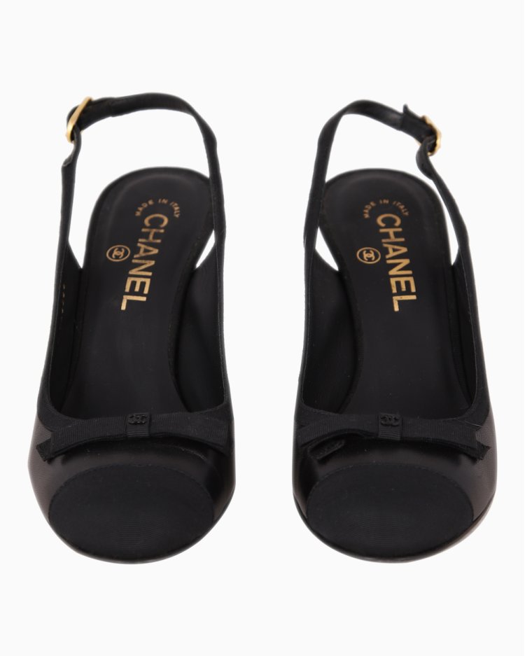 Sapato Chanel Original Cap Toe Laço Couro Preto Feminino