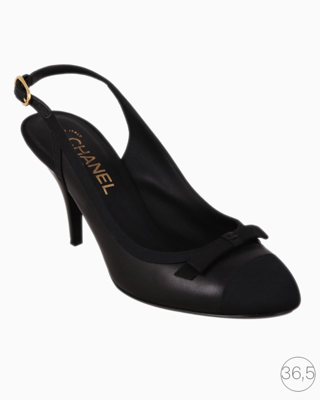 Sapato Chanel Original Cap Toe Laço Couro Preto Feminino