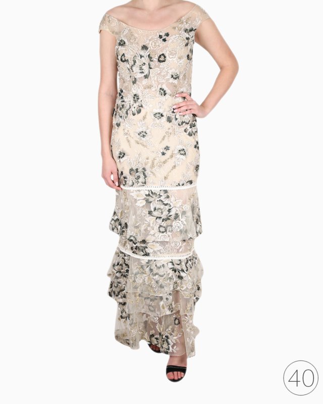 Vestido Patricia Bonaldi Original Champgne Bordado Em Pedrarias Feminino