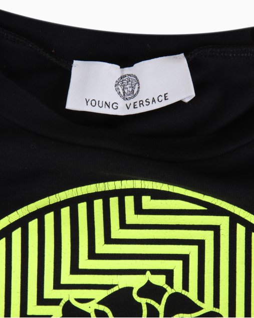 Camiseta Young Versace Original Manga Longa Medusa Motif Preta Infantil