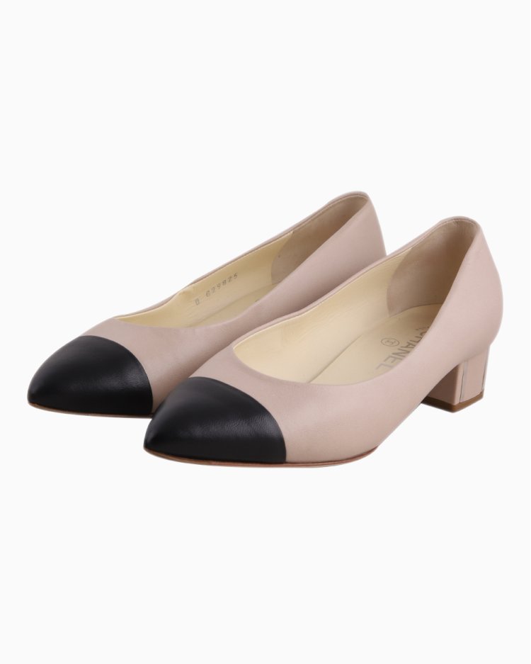 Sapato Chanel Original Bico Fino Cap Toe Bicolor Feminino
