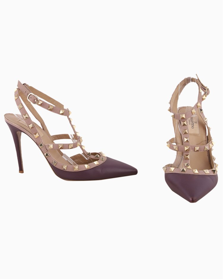 Sapato Valentino Original Scarpin Rockstud Roxo Feminino