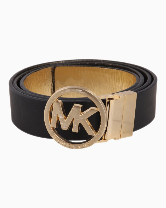 Cinto Michael Kors Original Dupla Face Preto e Laminado Feminino