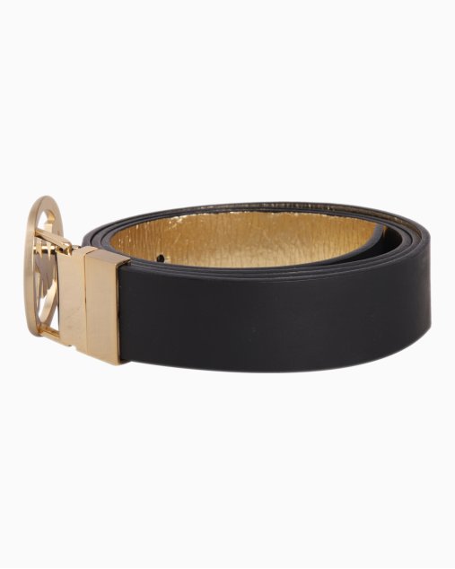 Cinto Michael Kors Original Dupla Face Preto e Laminado Feminino
