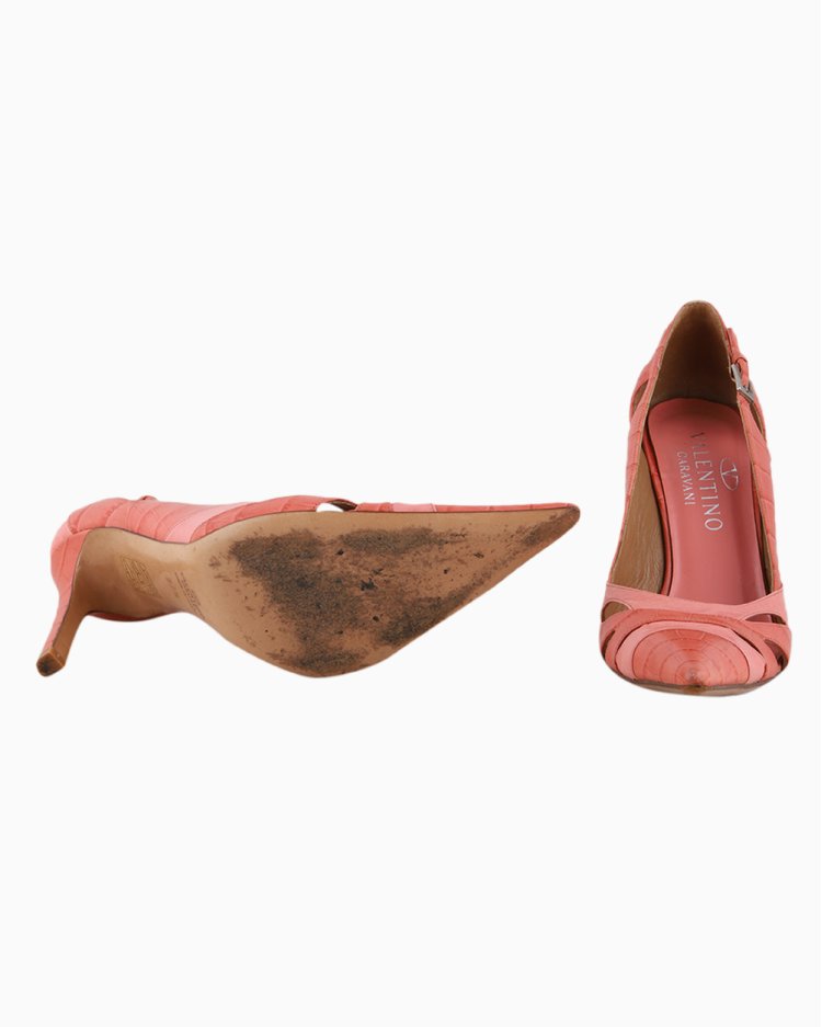 Sapato Valentino Original Scarpin Crocodilo Rosa Feminino