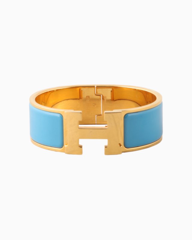 Bracelete Hermès Original Clic Clac H Azul Feminino