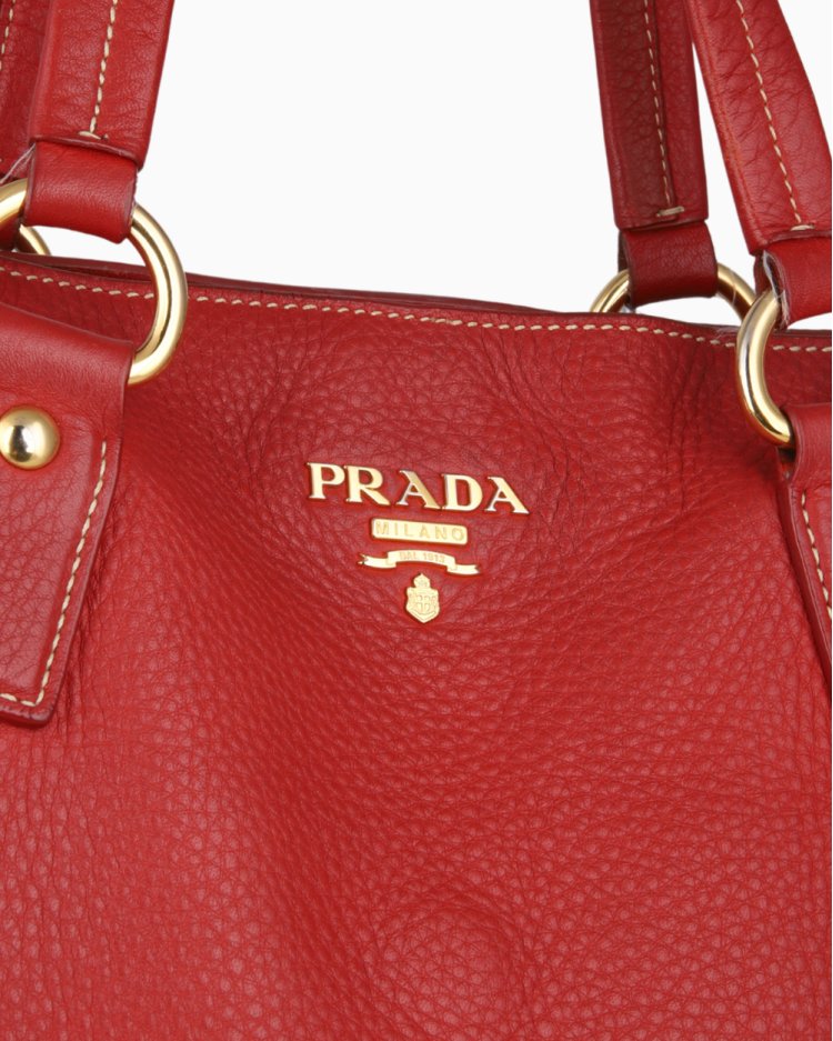 Bolsa Prada Original Vitello Daino Tote Vermelha Feminina