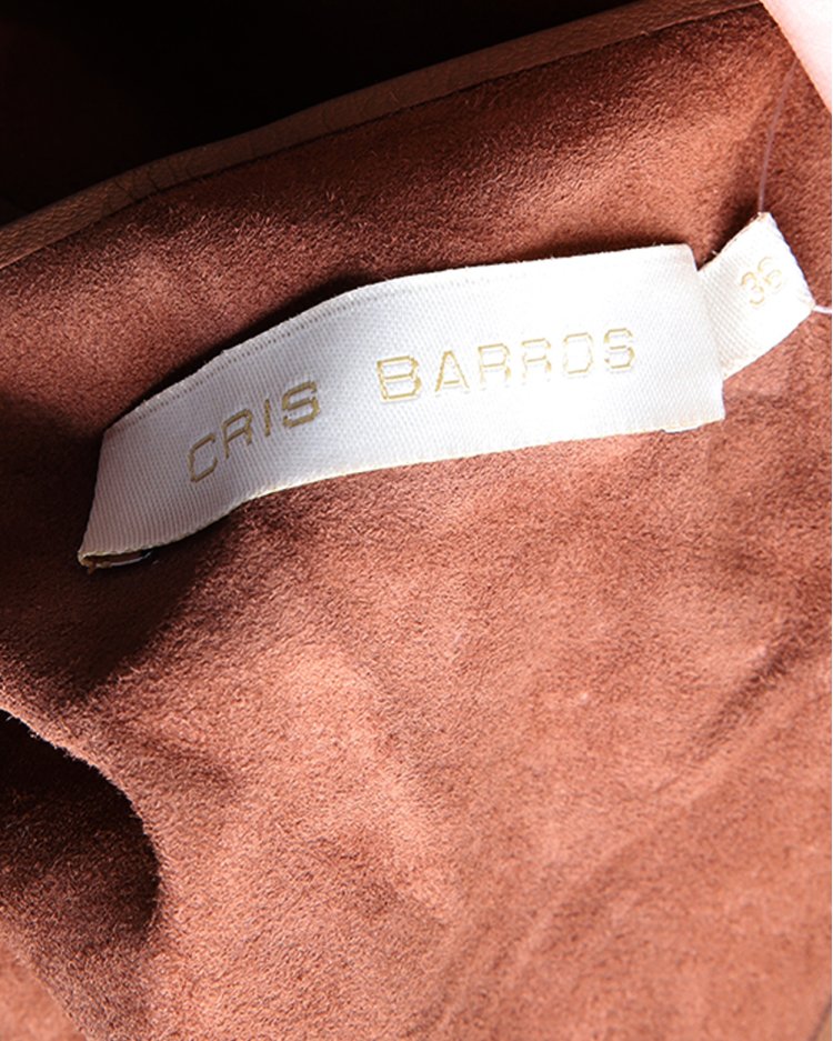 Regata Cris Barros Original Recortes Couro Marrom Feminina