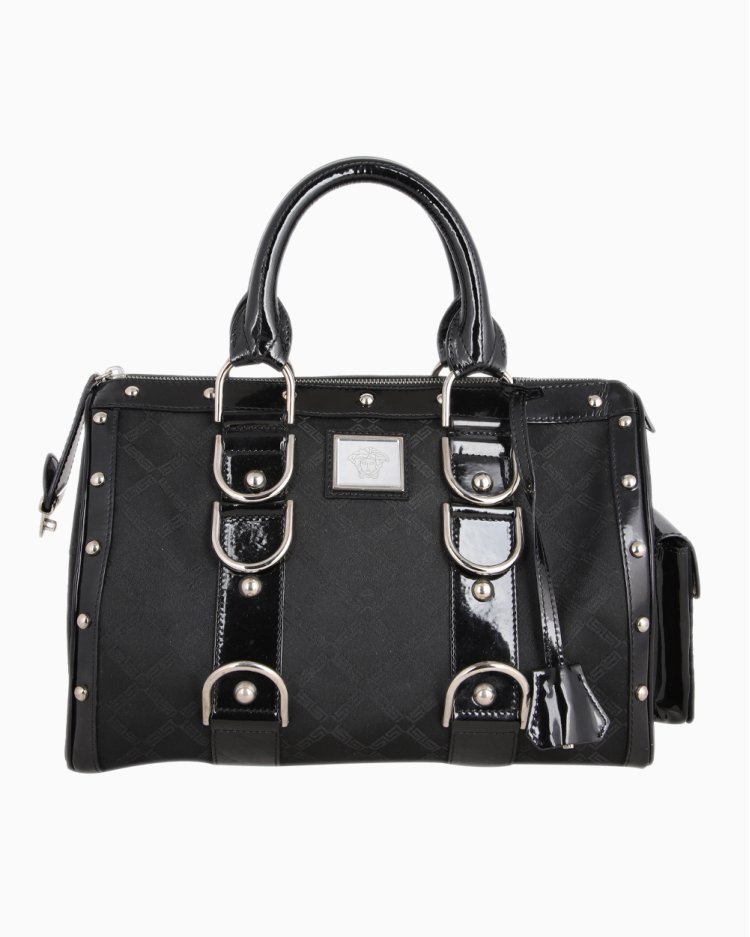 Bolsa Versace Original Snap Out Of It Tessuto Jacquard Preta Feminina