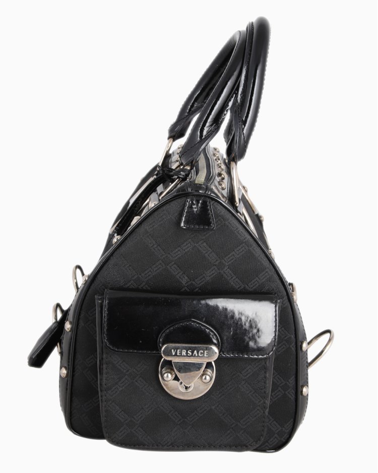 Bolsa Versace Original Snap Out Of It Tessuto Jacquard Preta Feminina