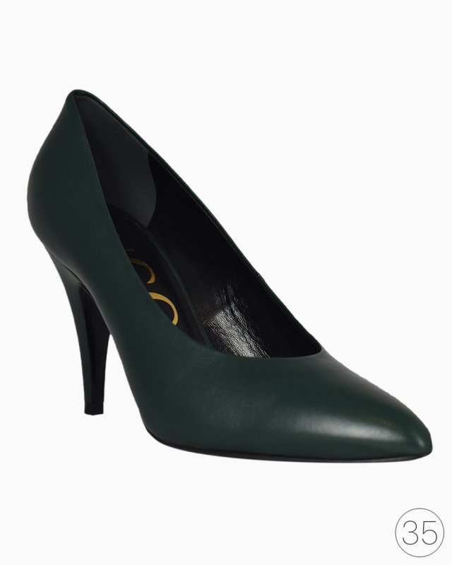 Sapato Gucci Original Scarpin Couro Verde Feminino